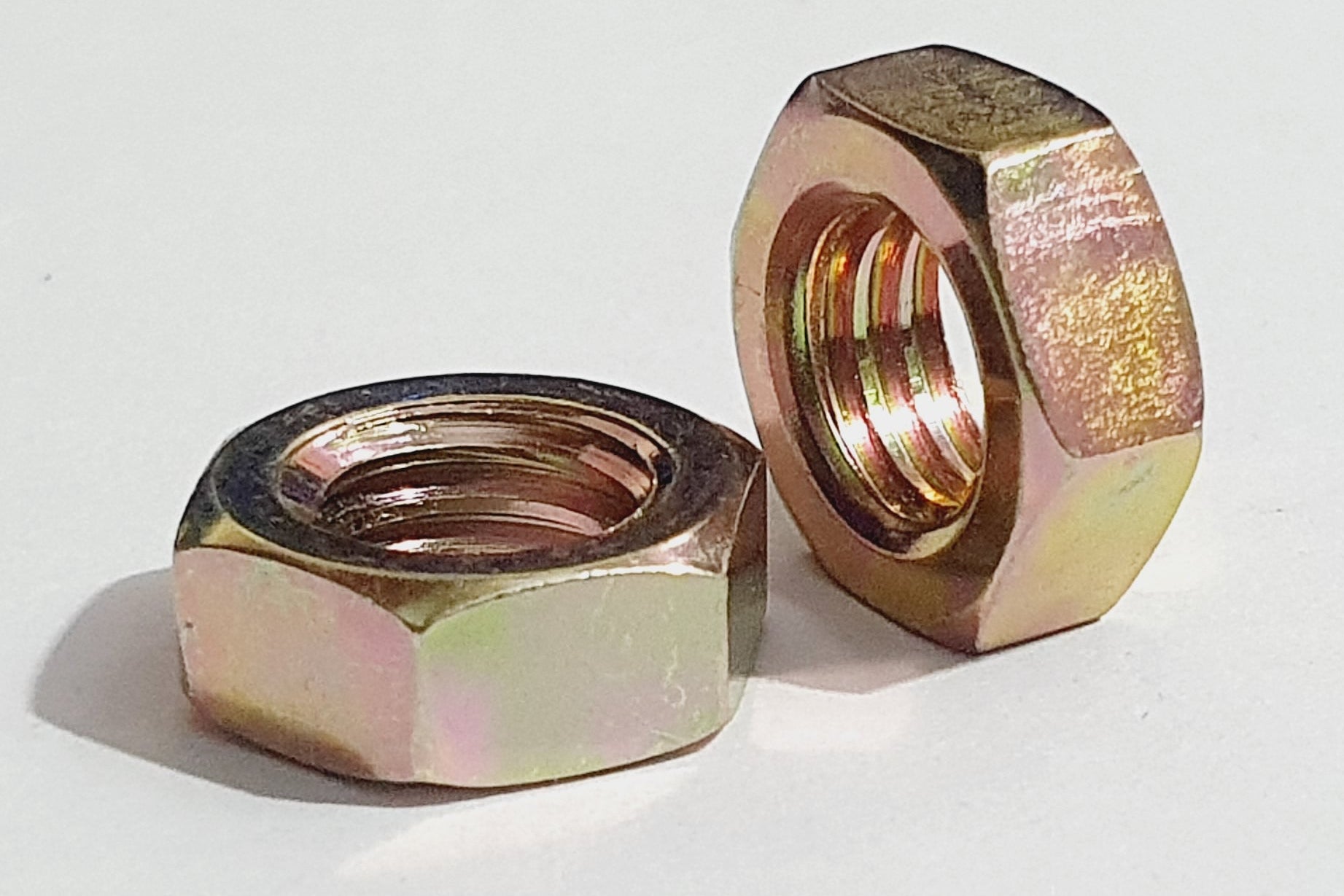 M8 Full Hex Nut Thin Type 3 Yellow Passivate Cr-6 12mm A/F JIS 315G080 ...