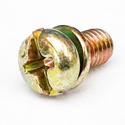 M5 x 12 +/- Phil Pan - Slot Head Screw w/Spring Washer Yellow Passivat ...
