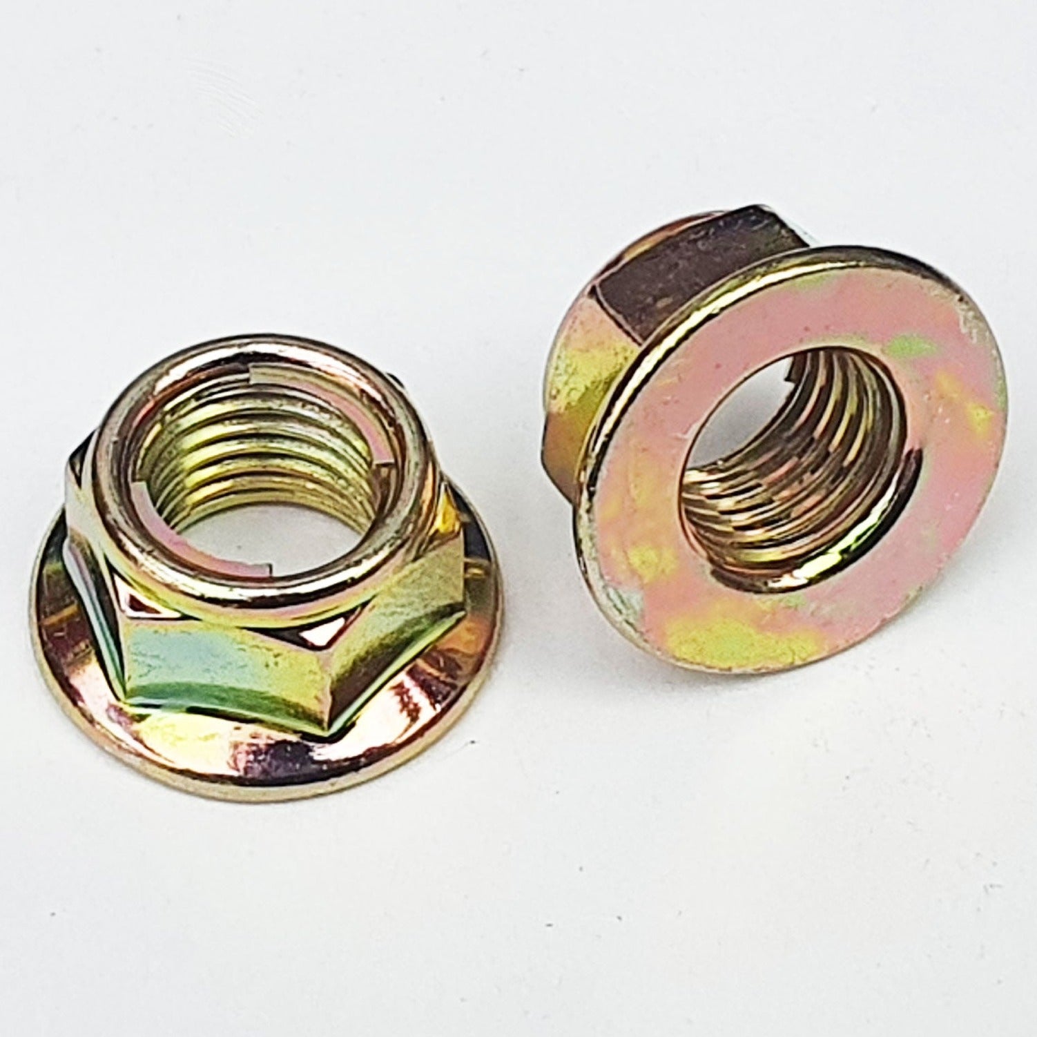 M14 - 1.50 Fine Pitch Plain Flanged Metal Locking Nut Yellow Passivate ...